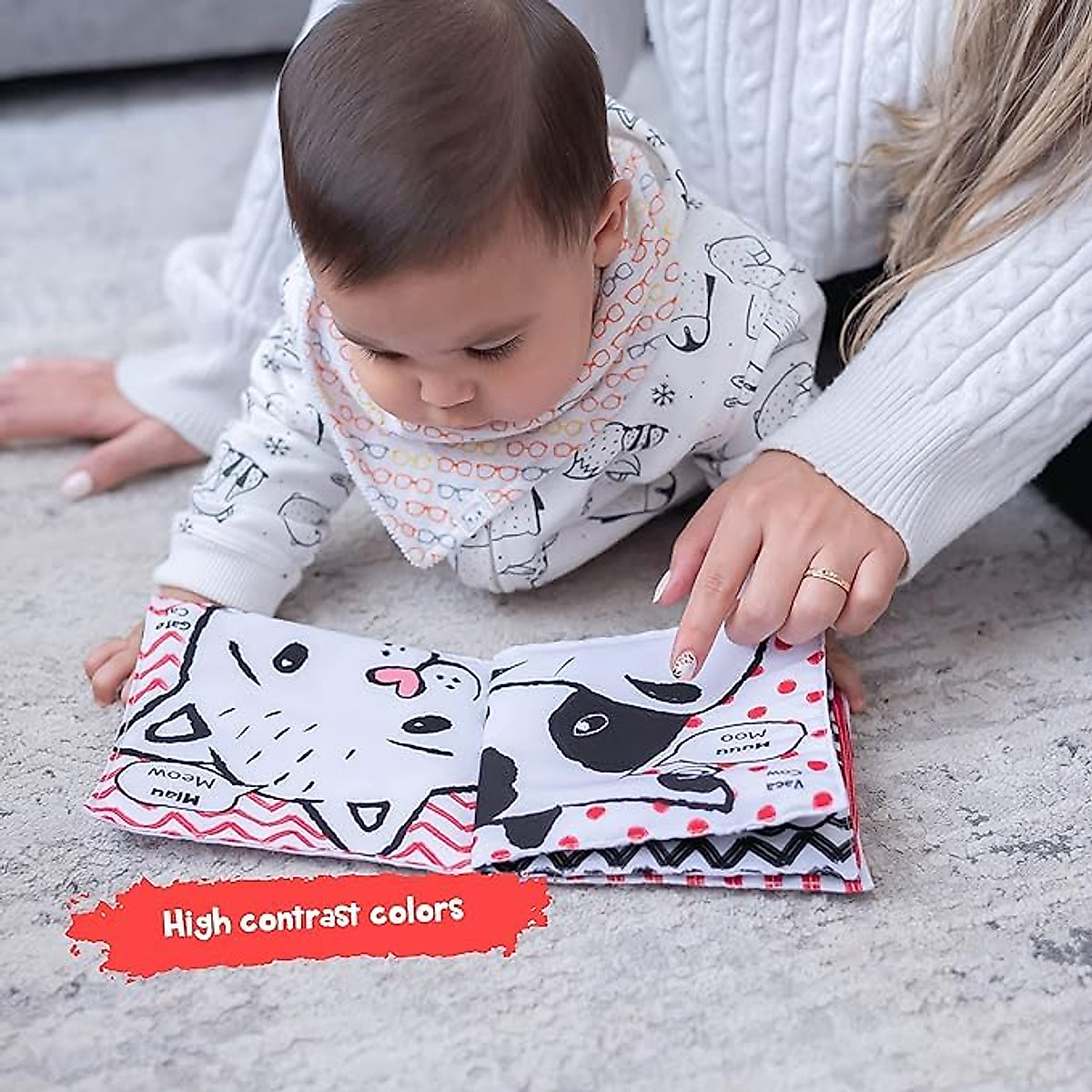 Bilingual Books for Babies | 3 Cloth Book Set Written in Spanish and English | Early Learning Sensory Development for Babies | Crinkle Touch | High Contrast Infant Toys For Early Development