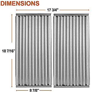 BBQ Future 18 7/16" Grill Grate Replacement Part for Charbroil Tru-Infrared 2 Burners Gas Grill 463241013 463270613 463246909 463270615 463273614 and More, 2 Pack Stamped Stainless Steel Emitter
