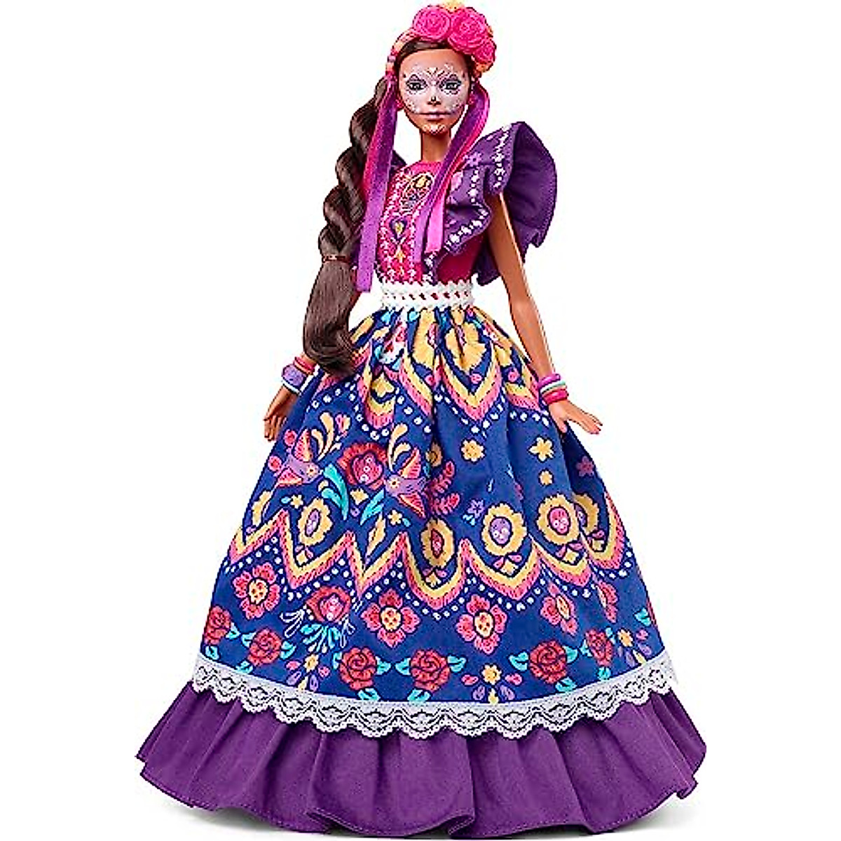 Barbie Signature Doll, 2022 Dia De Muertos Collectible, Traditional Ruffled Dress with Flower Crown & Calavera Face Paint