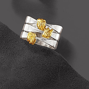 Ross-Simons Two-Tone Sterling Silver Wrapped Station Ring. Size 9