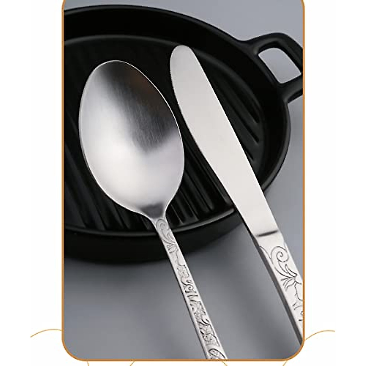 IKXO 35 Piece Silverware Set,Stainless Steel Silverware Set for 7，Modern Sleek Flatware Set, Include Knife/Fork/Spoon & Long Teaspoon/Salad Fork Mirror-Polished & Dishwasher Safe Cutlery colorful