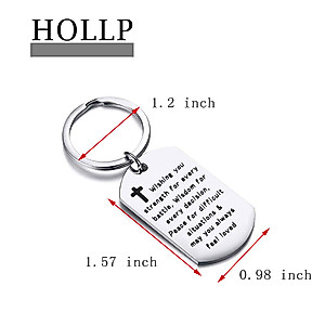 HOLLP Christianity Prayer Jewelry Christian Keychain Religion Strength Keyring Wishing You Strength For Every Battle Gift (dog tap)