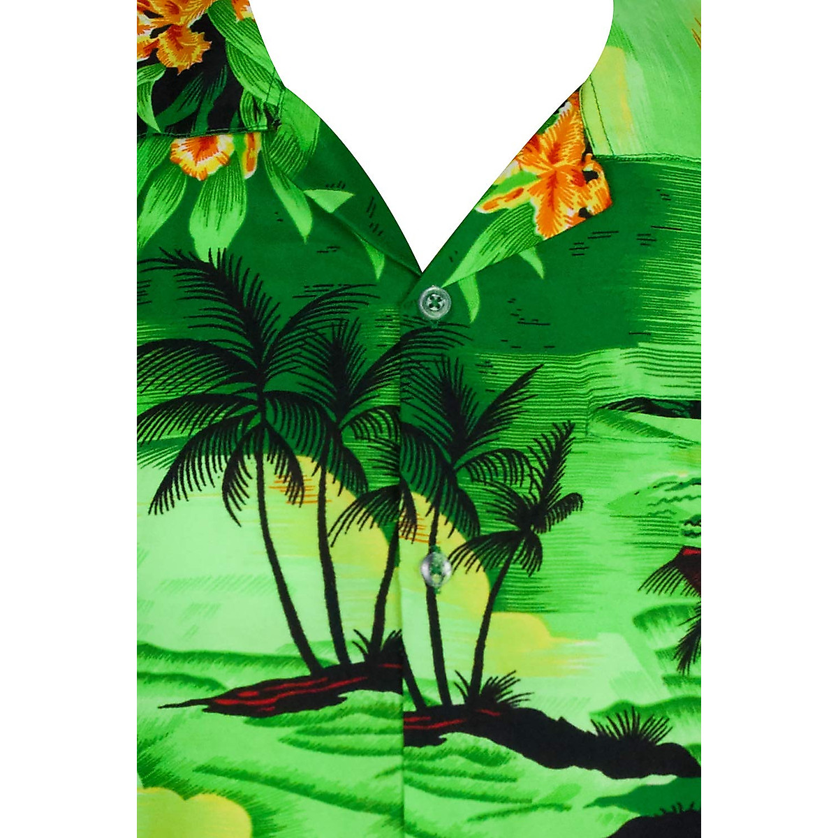 KING KAMEHA Funky Hawaiian Shirt Kids Boys, Shortsleeve, Print Surf, Green, 6