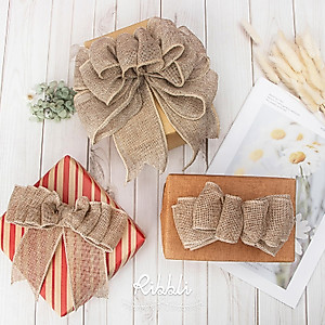 Ribbli Natural Burlap Wired Ribbon,2 Inch x Continuous 10 Yard, Wired Edge Ribbon for Big Bow,Wreath,Tree Decoration,Outdoor Decoration