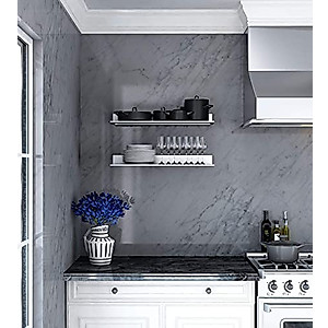 Wallniture Plat Stainless Steel Wall Shelf Heavy Duty Restaurant Bar Cafe & Home Kitchen Organization and Storage Shelf Set of 2 23.60" Silver