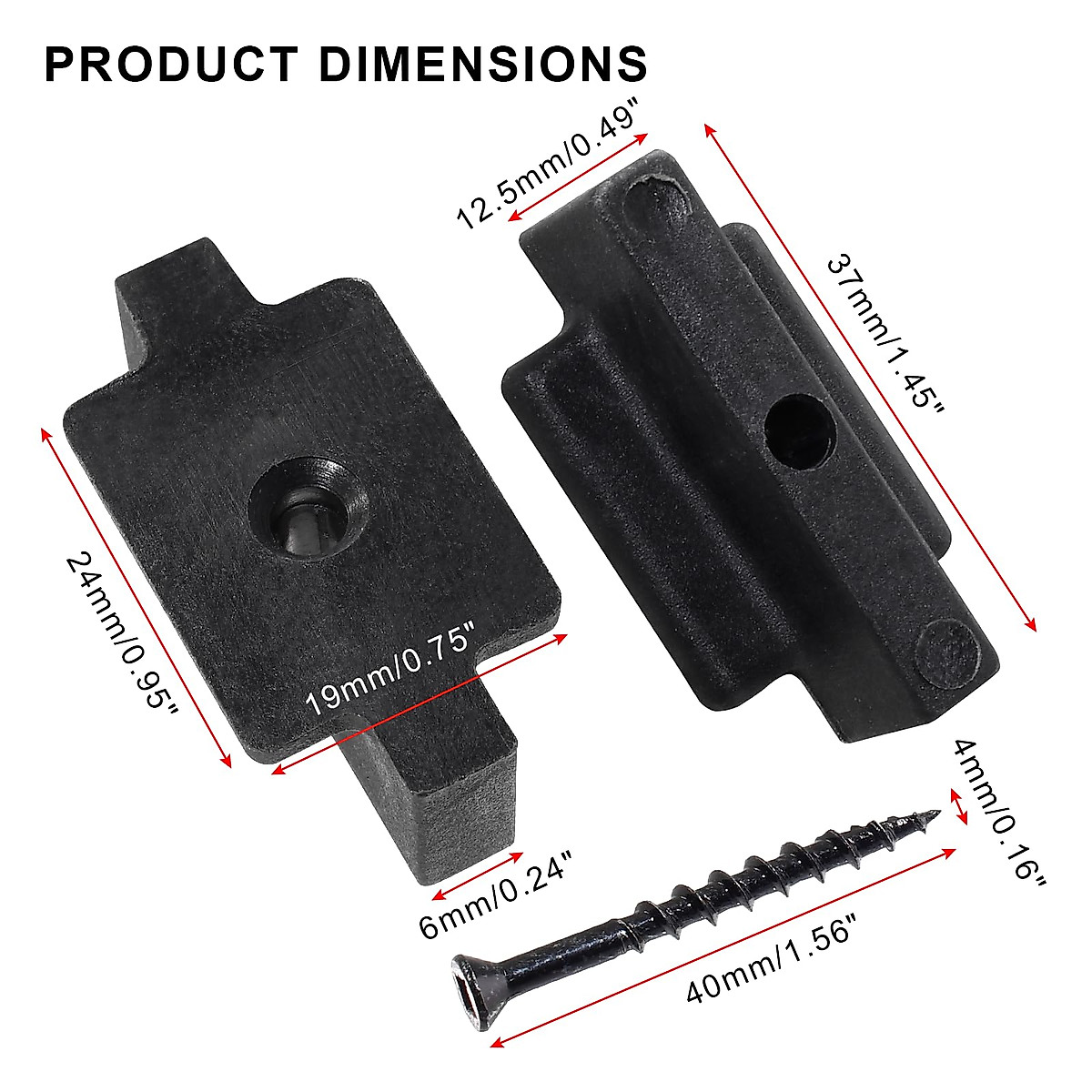 LifCratms 100Pcs Hidden Fasteners Clips for Deck Fastening, Black Nylon Plastic T Clips with Metal Screws for Composite Decking Boards Universal Deck Fastener Clips System