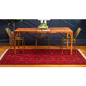 Unique Loom Tekke Collection Over-Dyed Saturated Traditional Torkaman Area Rug, 7 ft 0 in x 10 ft 0 in, Red/Black