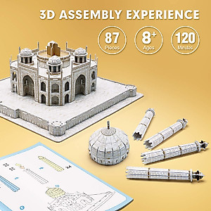 CubicFun National Geographic 3D Puzzle for Adults Kids Taj Mahal India Architecture 3D Jigsaw Building Model Kit with Booklet Gifts for Woman Men, 87 Pieces