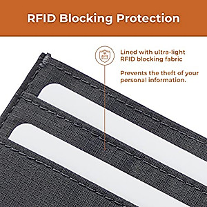 Allett ID Wallet, Jet Black | Nylon, RFID Blocking | Slim Minimalist Bifold Wallet, Water Resistant, Durable, Thin, Front Pocket | Holds 4-12+ Cards, Cash | Made in the USA