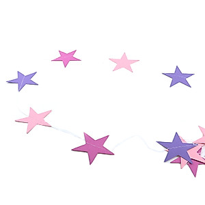 MY MIRONEY Star Bunting Garland Pink & Purple Twinkle Star Hanging Garland Birthday Party Decorations Glitter Stars Paper Party Banner,2.56" Width,13 ft