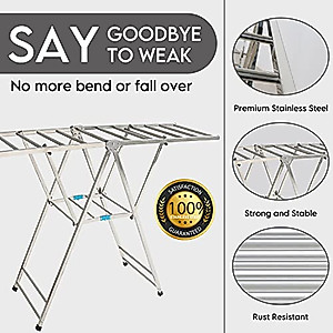 ZOES HOMEWARE Heavy Duty Clothes Drying Rack | Stainless Steel Drying Rack Clothing | Large Foldable Collapsible Laundry Drying Rack | Laundry Hanger Dryer Rack