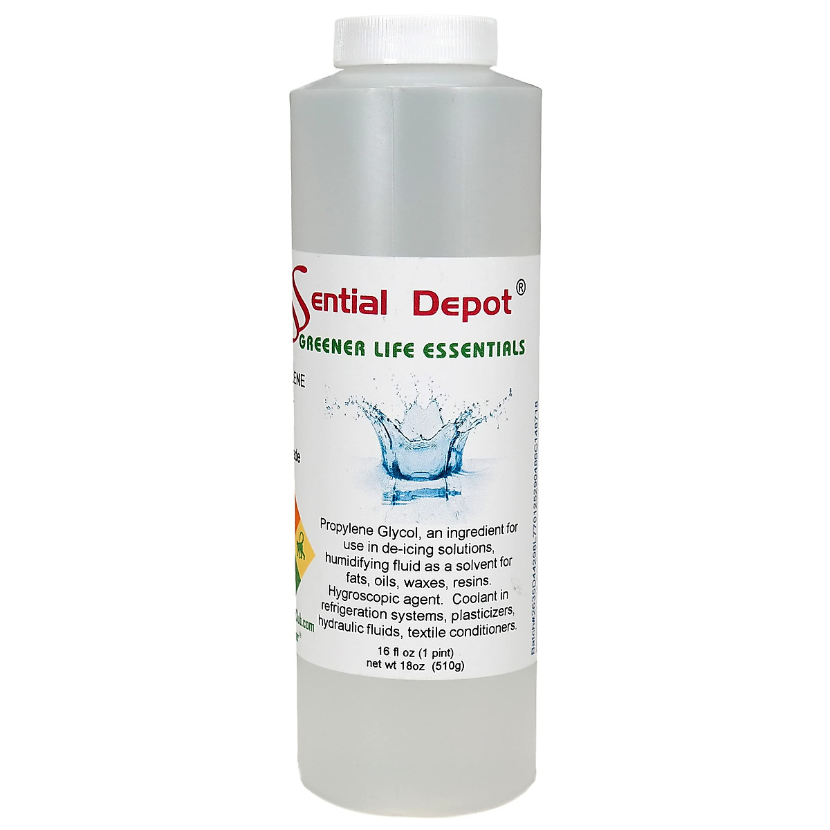 Propylene Glycol - Food Grade - USP - Kosher - 18 oz net wt in a 1 Pint Safety Sealed HDPE Container with Resealable Cap