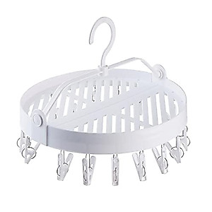 LIUZH Round Two-Way Foldable Clothes Hanger Underwear Socks Multi-Purpose 360-degree rotatable 18 Clip Clothes Rack ( Color : OneColor , Size : 18 Clips )