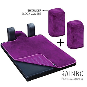RAINBO Pilates Reformer Non-Slip Mat Towel (Included 2 Pcs Shoulder Block Covers) (Purple), Multicolor