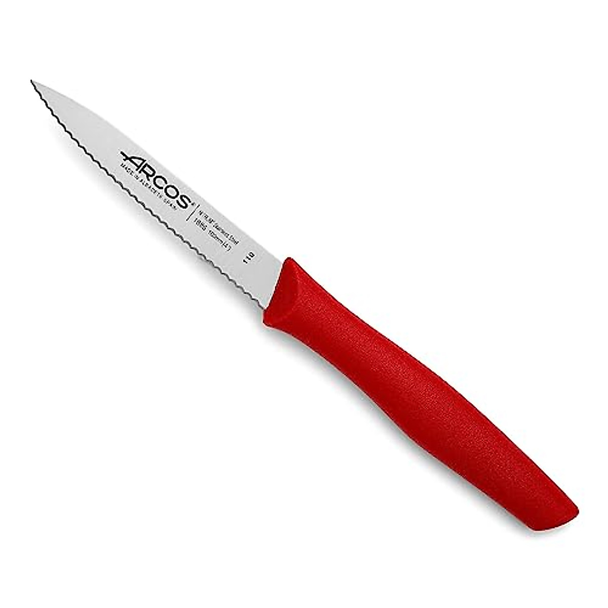 ARCOS 3 Pieces Paring Knife Set. 3 Peeling Knives of Stainless Steel and Ergonomic Polypropylene Handle for Cutting Fruits, Vegetables and Tubers. Series Nova. Color Red