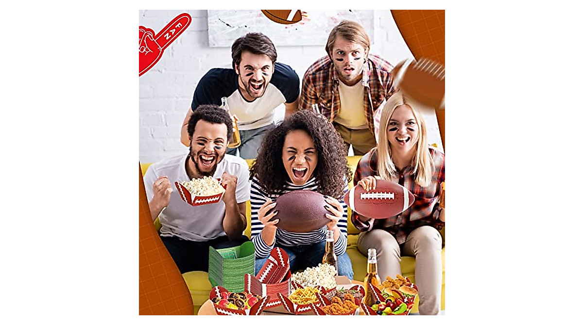 Yungyan 100 Pieces Football Paper Bowl Football Food Trays Nacho Trays ...