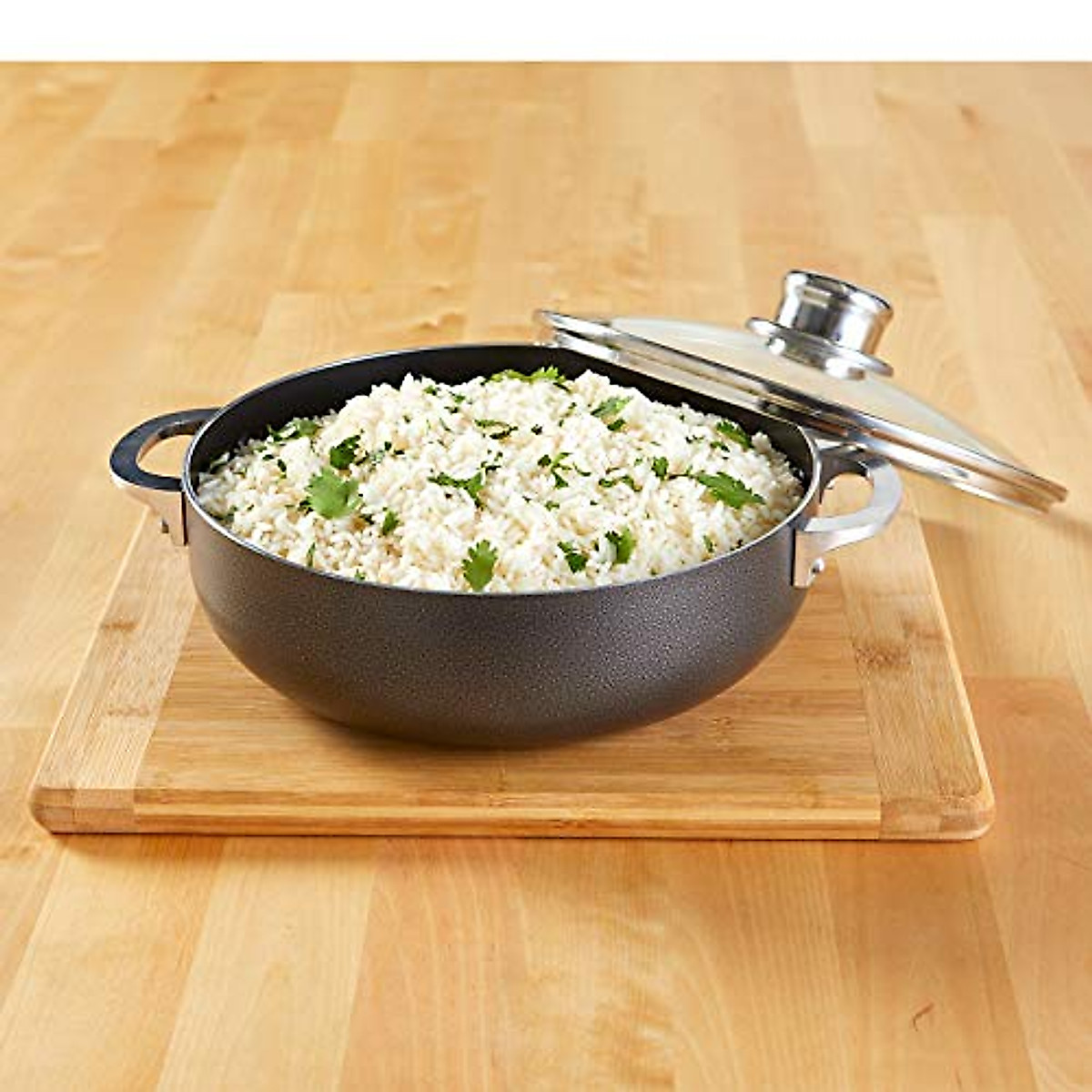 IMUSA USA Nonstick Dutch Oven with Glass Lid 3.2-Quart, Bronzed