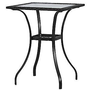 LZ LEISURE ZONE Paito Dining Table Set, 5-Piece Patio Furniture Sets, Outdoor PE Wicker Counter Height Dining Table Set with Umbrella Hole & 4 Foldable Chairs, Brown