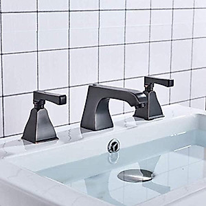 Kitchen Taps Kitchen Tap Faucet Black Bronze Bathroom Basin Faucet Deck Mounted Spread 3 Holes Bathtub Sink Mixer Tap Dual Handle Chrome Basin Crane Tap, Faucet