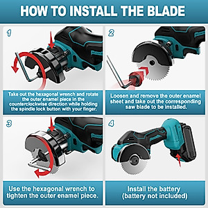 Labfintom 3 Inch Cut Off Tool for 18V Battery, Tile Cutter 19500RPM, 3 Saw 3” Blades for Metal, Wood, Tile and Plastic, Removable Dust Cover, Tools Only