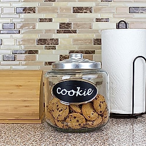 Home Basics Large Capacity Glass Cookie, Pasta, Sugar, Flour, Cereal, Jar with Secure Metal Lid and Decorative Jar Label