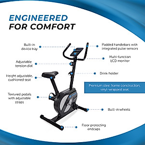 Stamina Upright Exercise Bike 1308 - Fitness Bike with Smart Workout App - Exercise Bike for Home Workout - Up to 300 lbs Weight Capacity Black
