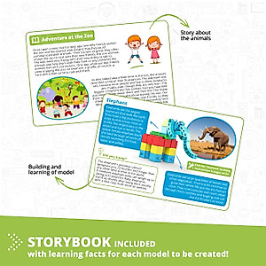 Engino Toys Creative Engineering STEAM Maker Junior 10-Model Set, Color and Number Learning, Stackable Building Blocks, Hand-Eye Coordination, Elephant, Giraffe, Spaceship, Home Learning, for Ages 4+