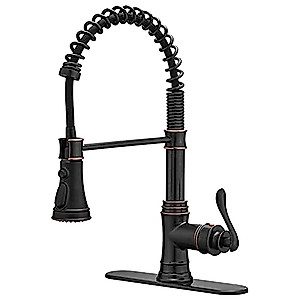 Evolvegoods Touch Kitchen Faucet with Pull Down Sprayer 3 Modes Oil Rubbed Bronze Spring Commercial Single Handle One Hole High Arc Goose Neck Touch Activated Faucet for Kitchen Sink Solid Brass