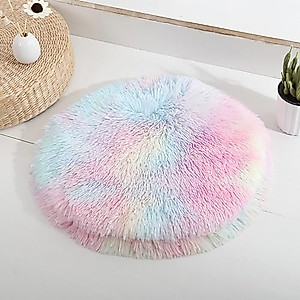 Calming Bed for Dogs Small Dog Bed Deals Today 2024 Round Pet Bed Fluffy Plush Faux Fur Anti-Anxiety Cute Comfort Dog Bed Dog Crate Bed(15 in)