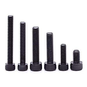 M3-0.5 x 12mm Socket Head Cap Screws, 12.9 Grade Alloy Steel, Black Oxide Finish, Full Thread, Coarse Thread, Allen Hex Drive, 100 pcs