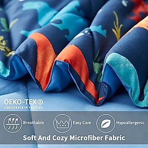 UMCHORD Kids Twin Bedding Comforter Set for Boys, 5 Pieces Soft Lightweight Dinosaur Bedding Twin Set with Sheets, Bed in a Bag, Durable Boys Twin Comforter Set