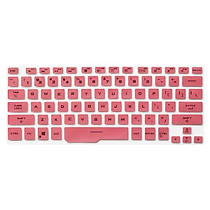 JuYuish Silicone Keyboard Cover Skin Compatible with 2021 2020 2019 14 inch ASUS ROG Zephyrus G14 / G14 14" VR Ready GA401 GA401QM GA401IH GA401IU GA401IV Series (Pink)