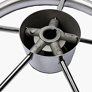 13-1/2“ Boat Steering Wheel Stainless Steel 5 Spoke Destroyer Style Steering Wheel with Knurling for Marine Yacht Boat