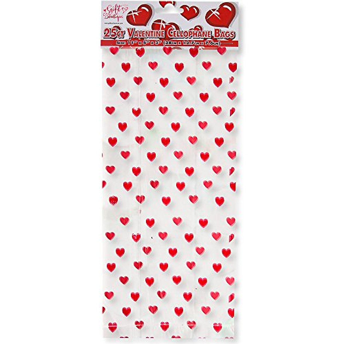 Valentine Cellophane Bags 100 Pack with Twist Ties Valentines Favor Treat Gift Goodie Cello Bags for Party Candy Cookies , 4 Assorted Styles