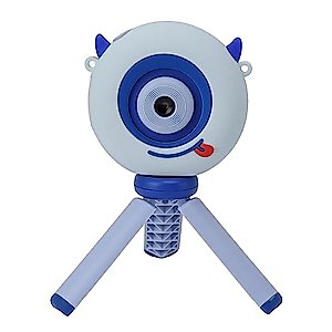 Portable Digital Camera Toy 8X Digital Zoom Cute Protective Case for Kids Selfie Camera for Birthday Gift (Blue)