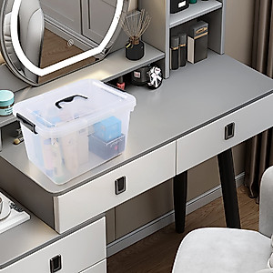 Vababa 10.5 Quart Clear Latch Storage Box with Handle, 4-Pack Plastic Storage Bin with Lid