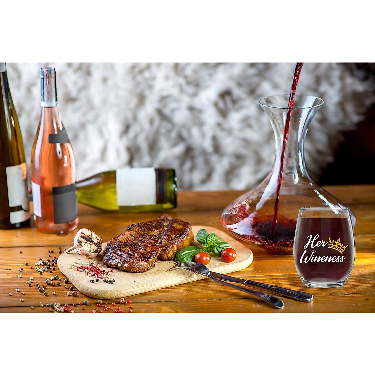 AW Fashions Her Wineness Wine 15oz Wine Glass with Funny Saying for Women Gift For The Sassy Classy and Smart Assy Woman Fun Birthday Present for Wife Best Friend Sister Daughter Queen Princess