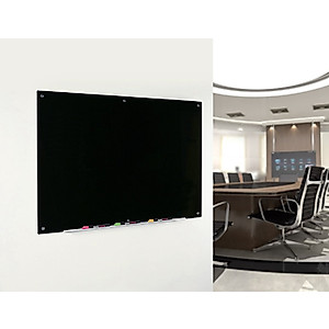 Audio-Visual Direct Magnetic Black Glass Dry-Erase Board Set - 35 1/2 x 47 1/4 Inches -
