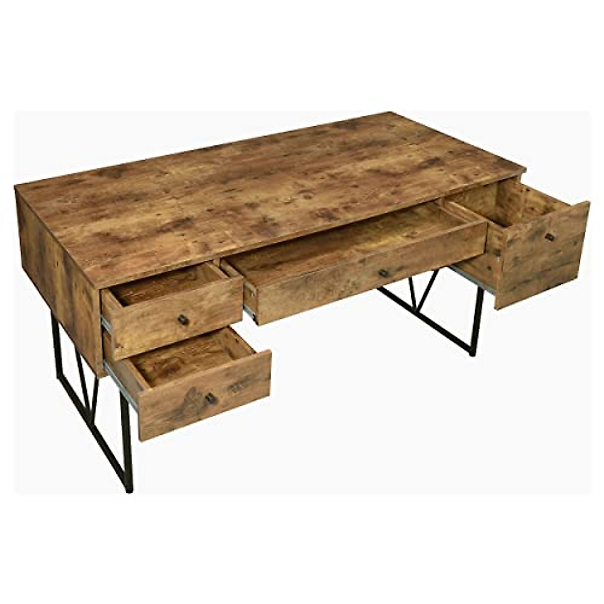 COASTER Analiese 4-Drawer Writing Desk Antique Nutmeg and Black