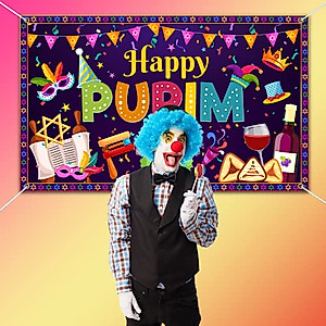 Large 71'' x 43'' Happy Purim Banner, Purim Decorations Backdrop, Colorful Purim Photo Backdrop, Purim Backdrop Party Indoor Outdoor Photography Background Decoration