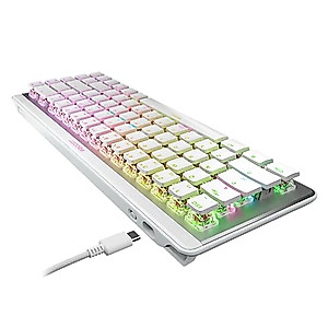 ROCCAT Vulcan II Mini Air 65% Optical Mechanical Gaming Keyboard, Full Wireless and Bluetooth Capabilities, Customizable RGB Illumination, Button Duplicator, On-Board Profiles, Aluminum Plate – White