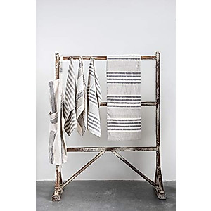 Creative Co-Op Tan & Grey Striped Cotton Tea Towels (Set of 3 Pieces)