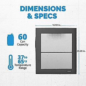 NewAir Beverage Fridge and Cooler with Reversible Glass Door, 60 Can Freestanding Mini Fridge in Black with Door Alarm, Perfect for Work from Home Station, Dorms, and More