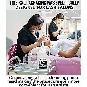 STACY LASH Eyelash Extension Shampoo 1US Gal & 100 Pairs Set Under Eye Gel Pads/Eyelid Foaming Cleanser/Safe Makeup & Mascara Remover/Lint Free Patches/Professional Supplies and Beauty Tools