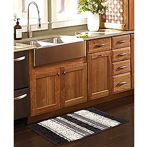 Chenille Bath Rugs Extra Soft and Absorbent, Bath Rugs for Tub Bathroom Shower Mat,Machine-Washable Durable Thick Area Rugs 20" x 32" Charcoal,Unique For Bedroom, Living Room, Kitchen,Nursery and more