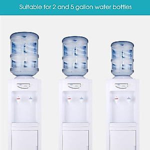 Water Cooler Dispenser for 3 or 5 Gallon Bottles, Top Loading Water Cooler Water Dispenser - Cold & Cool Water, Child Safety Lock, Perfect for Home Office w/Storage Cabinet, White (White)