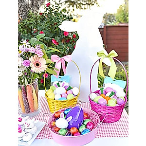 Large Solid Color Easter Basket - 12 Empty Bamboo Baskets with Handles - Easter Party Supplies
