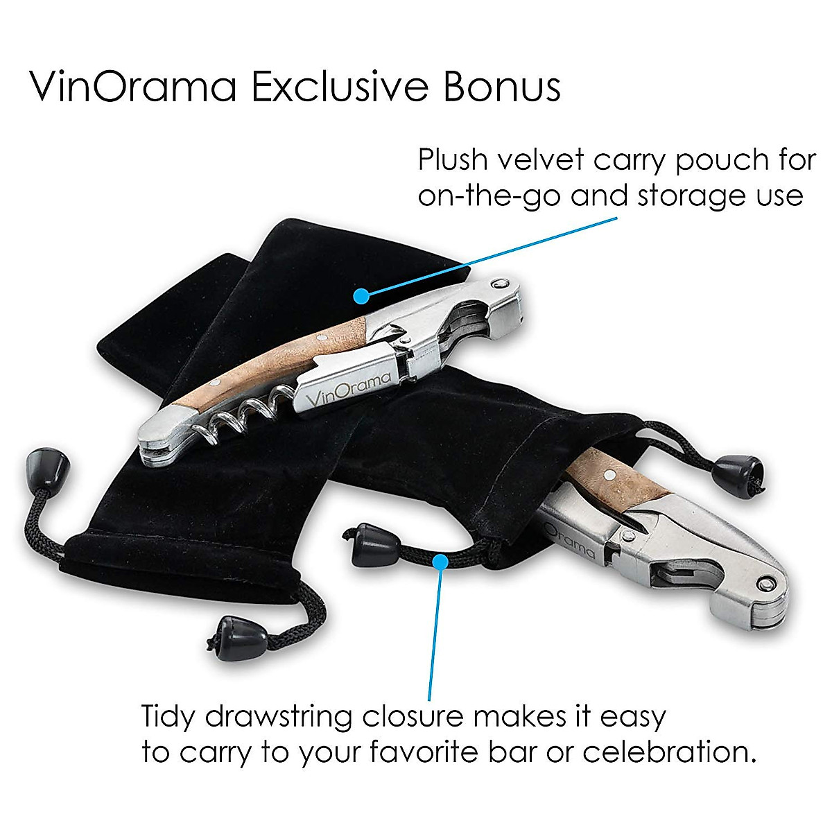 VinOrama Waiters Corkscrew Wine Opener Rosewood Handle 3-in-1 Beer Bottle Opener and Foil Cutter, The Best Choice of Professional Waiters and Bartenders Around the Globe
