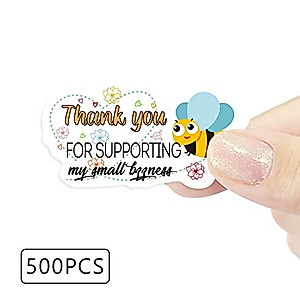 Wailozco Thank You Bee Stickers,Thank You Stickers,Handmade Stickers,Small Shop Stickers,Envelopes Stickers for Small Business, Online Retailers,Handmade Goods,500 Labels Per Roll