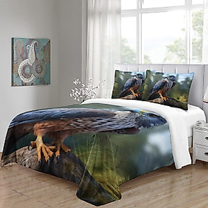 BUKISA 3D falconryry Printed Duvet Cover Set Cozy Comforter Cover Soft Quilt Cover Hypoallergenic Falconry Bedding for Boys Girls and Kids Luxe Bedroom Decor Twin（173x218cm）